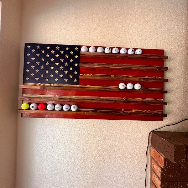 American Golf Ball Wooden Flag Display, Holds 87 Balls - Etsy
