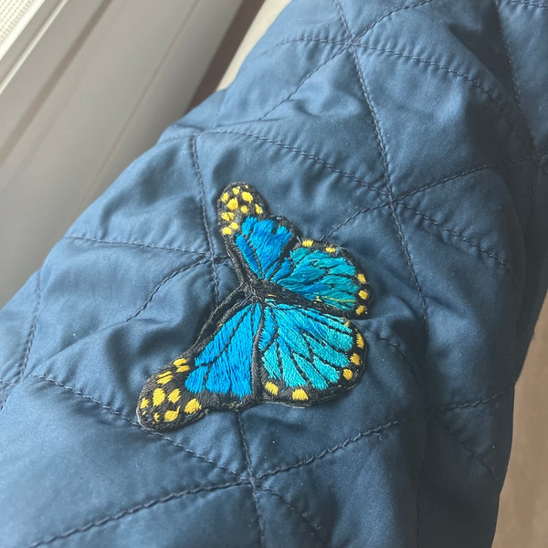 Set of 3 Blue Butterfly Iron on Sew on Full Embroidered Patch Appliqués ...