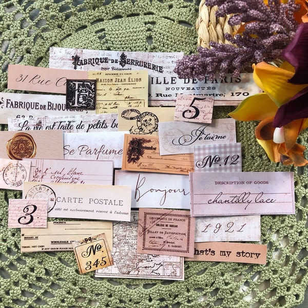 FRENCH FLAIR Snippets Digital Download, Ephemera Junk Journal Fussy ...