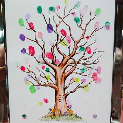 Fingerprint Tree Printable Guestbook Blank Finger Print Tree Template ...