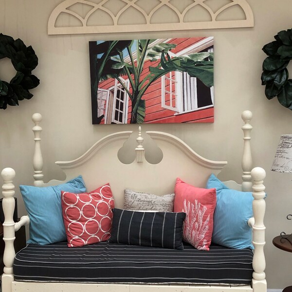 Large Half Arched Heirloom Farmhouse Frame, Faux Window, Stained ...