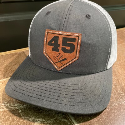 Personalized Player Number Leather Patch Hat Personalized Baseball Hat ...
