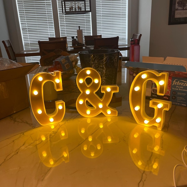 8in Gold 3D Marquee Lights | Light up Names | Wedding Lights Decor ...