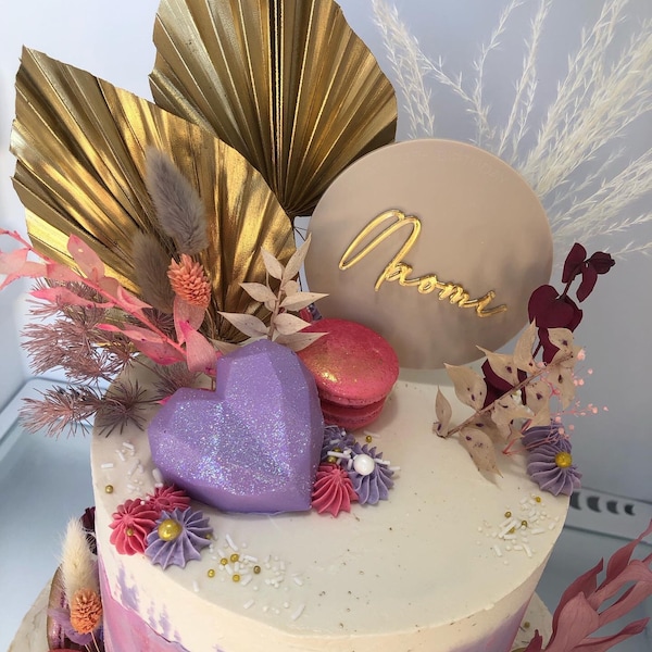 Double Layer Acrylic Cake Topper Paddle Circle Acrylic Double Layered ...