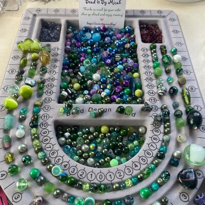 Green Bead Soup Mix, 4oz Glass Bead Mix, Mixed Loose Lot of Beads, Bulk ...