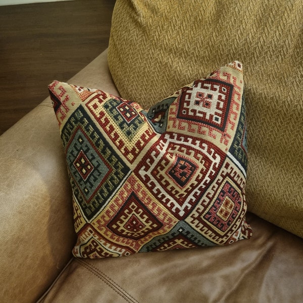 Traditional Turkish Kilim Style Cushion. 17" X 17" Square Cover ...