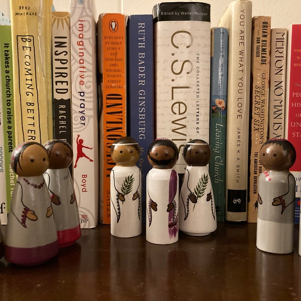 6 Piece Thanksgiving Pilgrim and Native American Doll Set - Etsy