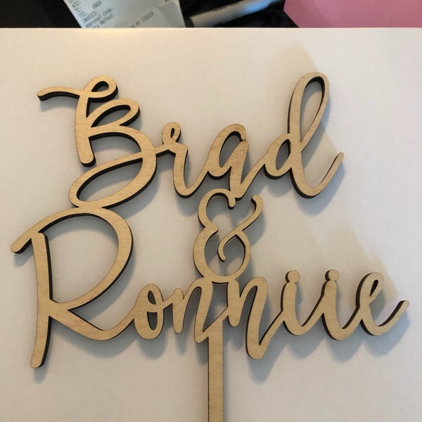 Personalized Names Wedding Cake Topper 6"w Inches, Couple Custom Cake ...