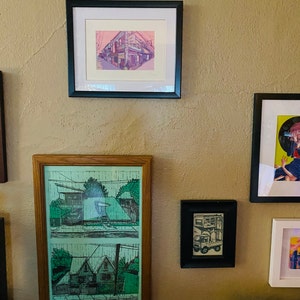 A4 Risograph Print. Slow Train Through Sunset Snowy Mountain Bridge. 2 ...