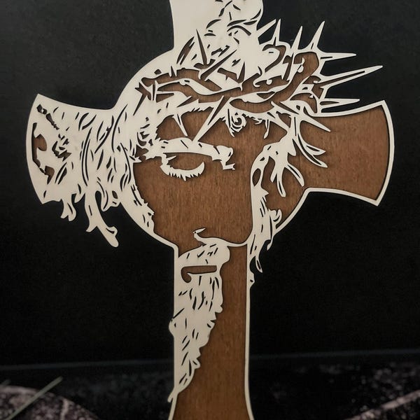 Jesus and Cross Laser Cut File. Vector File for Laser Cutting. Wall Art ...