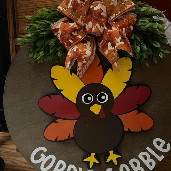 Thanksgiving Front Door Decor | Gobble | Turkey Front Door Wreath ...