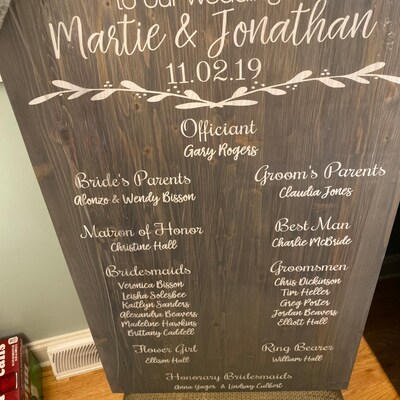 Wedding Program Sign Bridal Party Sign Alternative Wedding Program ...