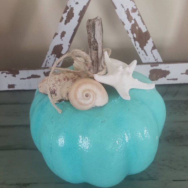 Coastal Pumpkin-key West Pumpkin-shell Pumpkin-coastal Pumpkin Decor ...