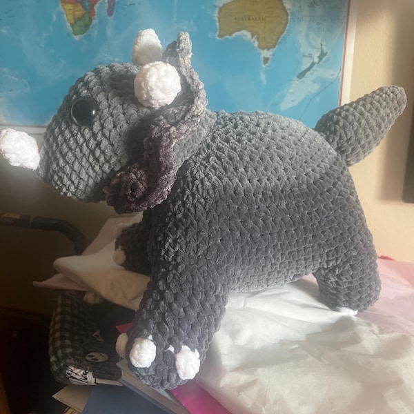 Triceratops Crochet Pattern Standing Dinosaur Pattern Amigurumi Cute ...
