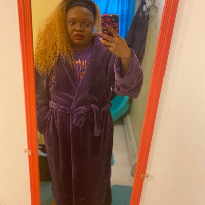 Women's Purple Hooded Royalty Robe, Super Soft Plush Fleece Spa Robe ...