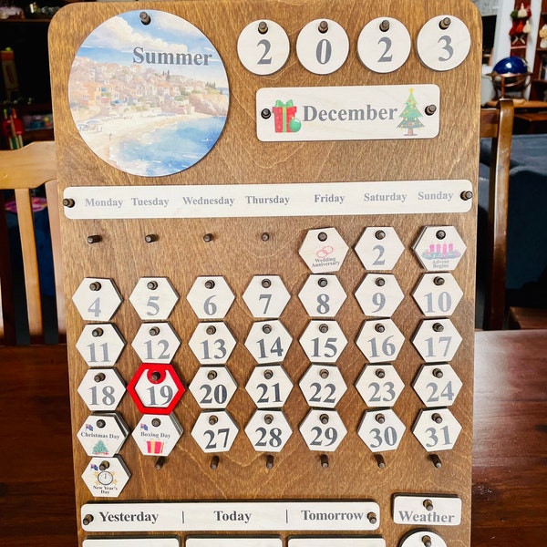 Wooden Perpetual Calendar for Kids,montessori Classroom, Homeschool ...
