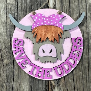 Spring Highland Cow Door Sign SVG, Spring Highland Sign, Fluffy Cow ...