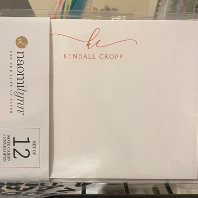 Personalized Note Card Set EXQUISITE SCRIPT MONOGRAM Women's Stationery ...