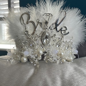 Bride to Be Hen Party Crown in Gold and White, Extravagant Bride ...