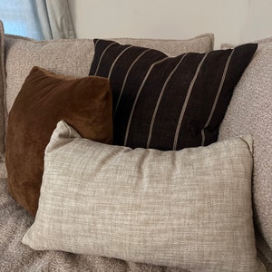 Solid Linen Pillow Case, 100% DOUBLE SIDED Designer Pillow Cover, Light ...