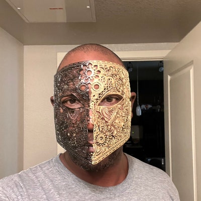 Men's Metal Masquerade Mask Bronze and Black - Etsy