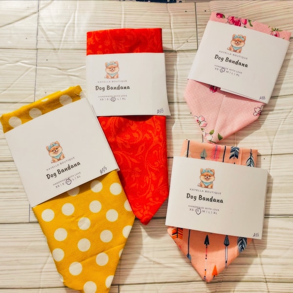 Editable Dog Bandana Label Template, DIY Pet Bandana Hang Tag, Fold ...
