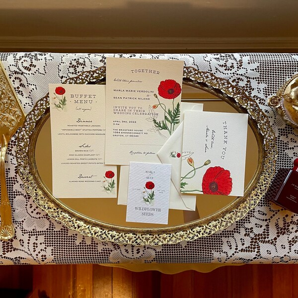 Poppy Wedding Invitation Suite | Rustic Floral Wedding Invitation ...
