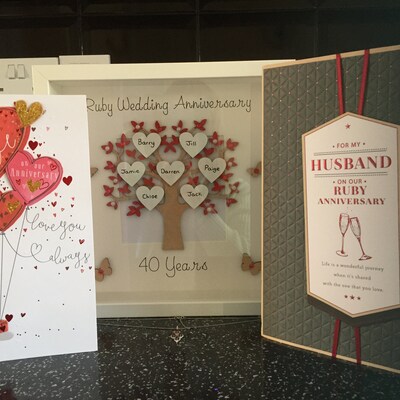 Ruby Wedding Anniversary Frame, Wedding Gift, Personalised, 40th ...