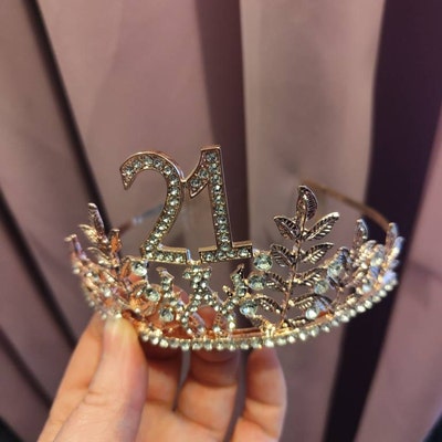 Rose Gold 21 Tiara, 21st Birthday Party Supplies and Accessories for ...