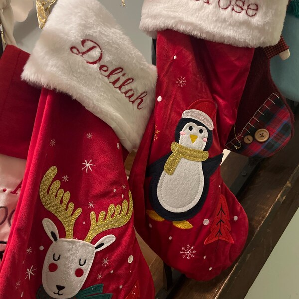 Personalized Christmas Stockings Red Velvet Stockings With Name ...