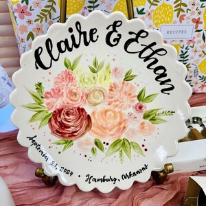 Custom Bride Groom Wedding Bridal Plate Hand Painted Floral Shower Gift ...