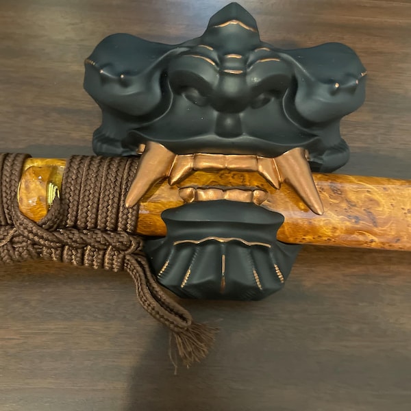 Oni Mask Katana Wall Mount - Etsy