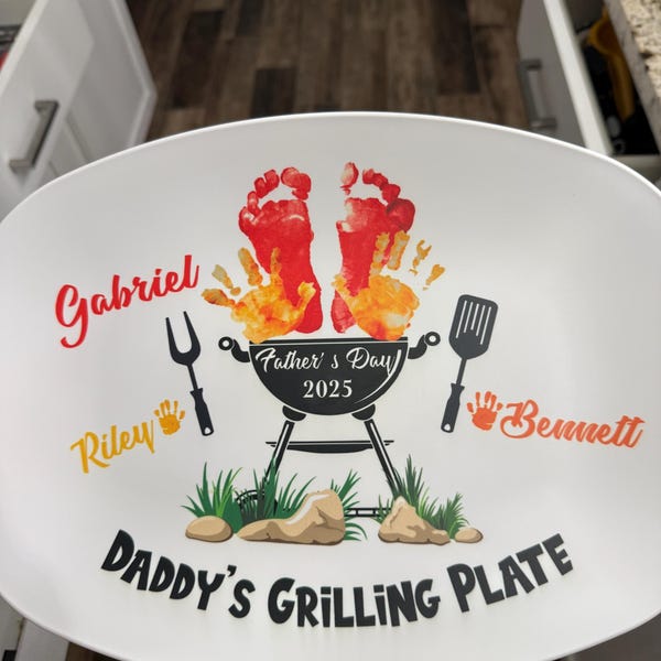 Personalized Grill Platter Father's Day Gift, Custom Handprints ...