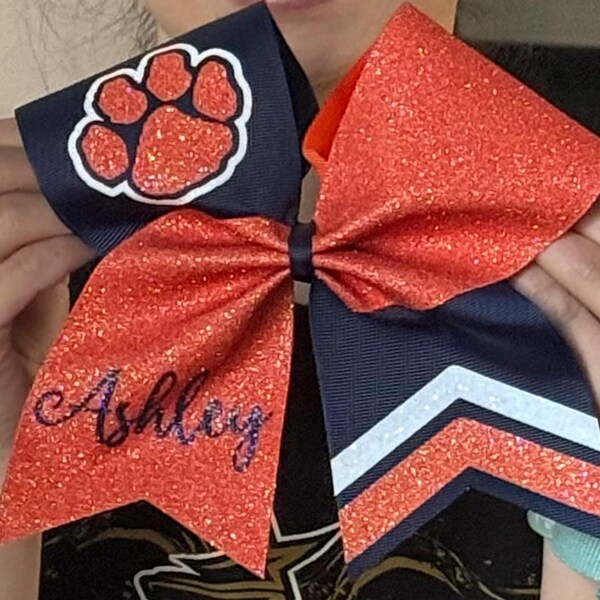 Skinny Collegiate Cheer Bow, White and Green Cheer Bow, Add ...