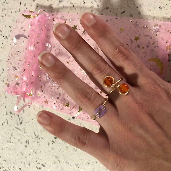 Adjustable Crystal Twist Ring, Crystal Jewelry, Wire Wrapped Crystals ...