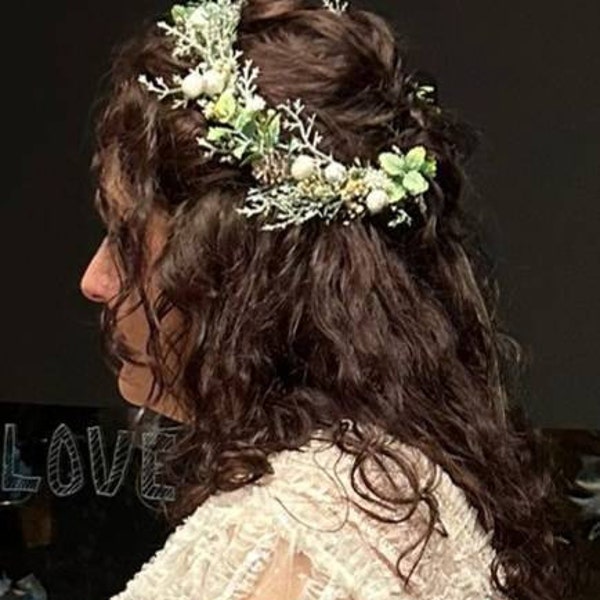 Winter Christmas Mistletoe Flower Crown, Fairy Bridal Hair Wreath ...