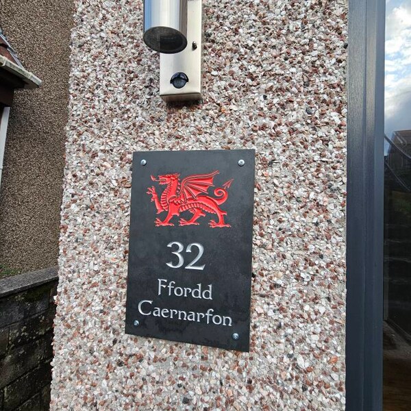 Personalised Deep Engraved Slate House Sign With Welsh Dragon - Etsy UK