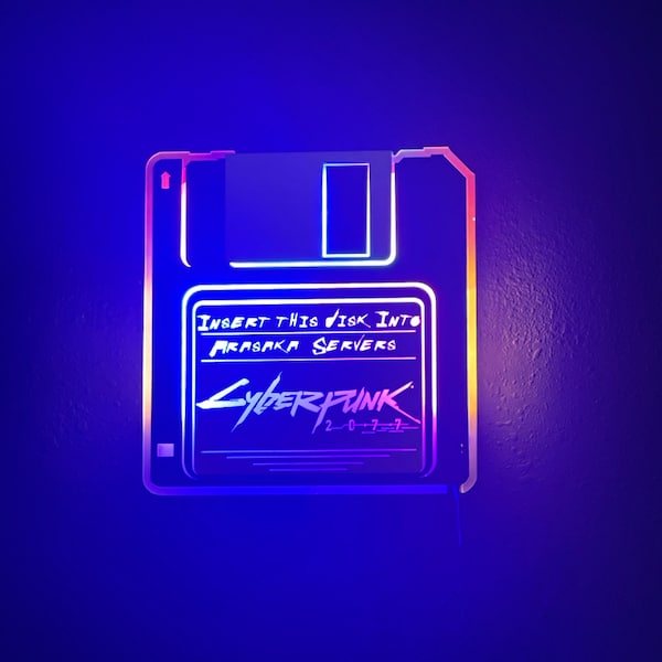 Cyberpunk 90s Floppy Disk Game Room Decor | Retro Diskette Wall Night ...