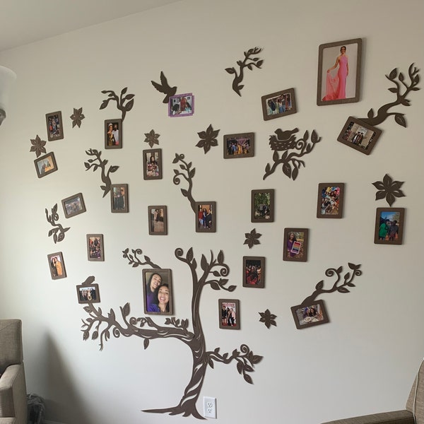 Wooden Family Tree With 23 Picture Frames (89x63in / 225x160cm ...