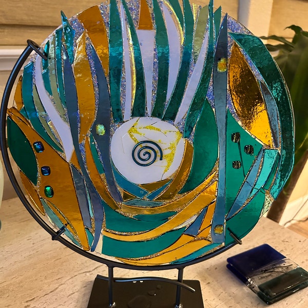 12" Round Glass Display Stand With Wave Design, for Fused Glass - Etsy