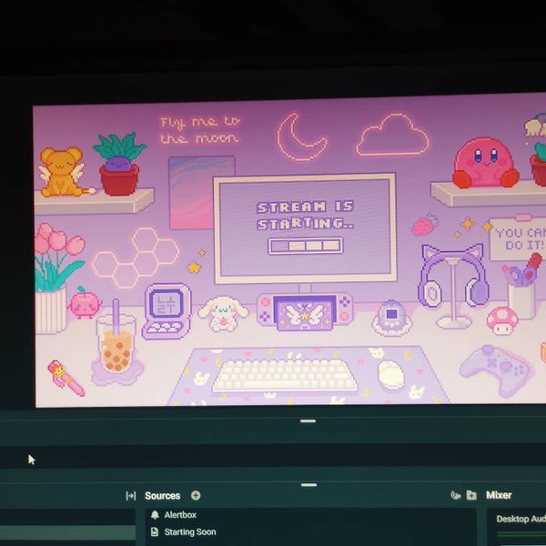 Pastel Aesthetic Pop up Box Window Twitch Panels Purple Moon Sky Stream ...