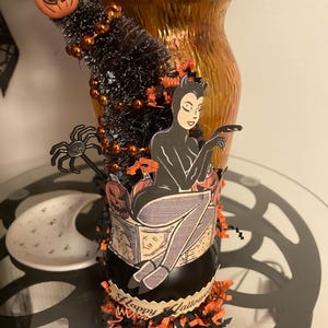 Vintage Halloween Pin up Girl Jack O Lantern Halloween Decor Retro ...