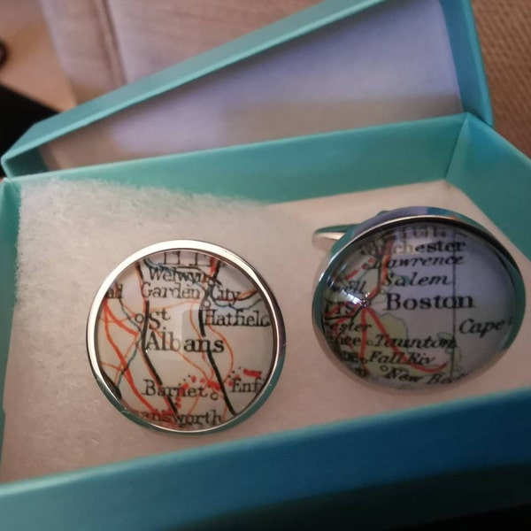 Map Cufflinks Custom Vintage Maps. Select Two Locations. Anywhere in ...