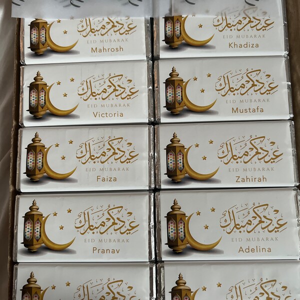 Hajj Mubarak Personalised Chocolate Party Favours Handmade Square Umrah ...