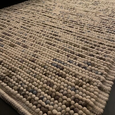 Hand Woven Knitted Chunky Loop Grey White Wool Area Rug. - Etsy