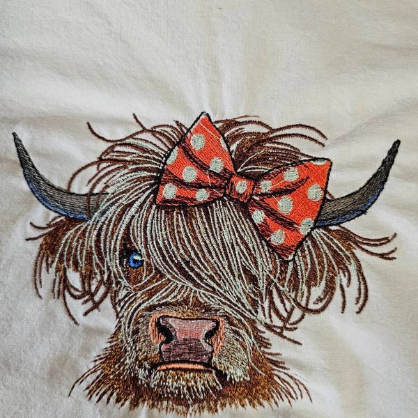 Baby Highland Cow Embroidery File, Farm Animals Embroidery File, Cute ...