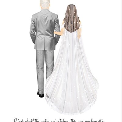 Personalized Bride and Dad Portrait Art DIGITAL Father of the Bride ...