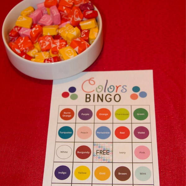 Colors Bingo Cards: Printable Bingo, 50 Cards, Senior Citizen ...