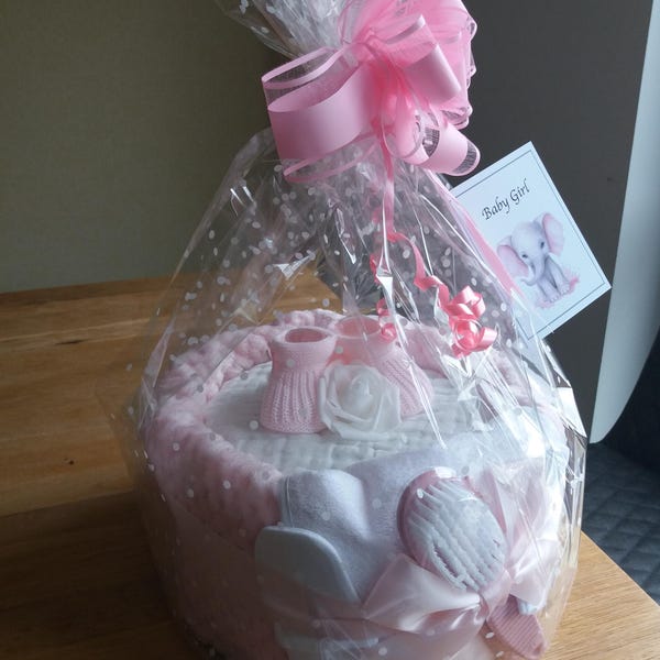 NAPPY CAKE Train Baby Hamper, Blue & White With Optional Extra ...