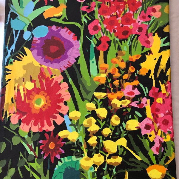 Abstract Flowers PAINT by NUMBER Kit for Adults , Spring Flowers Abstract ,easy DIY Beginners ...